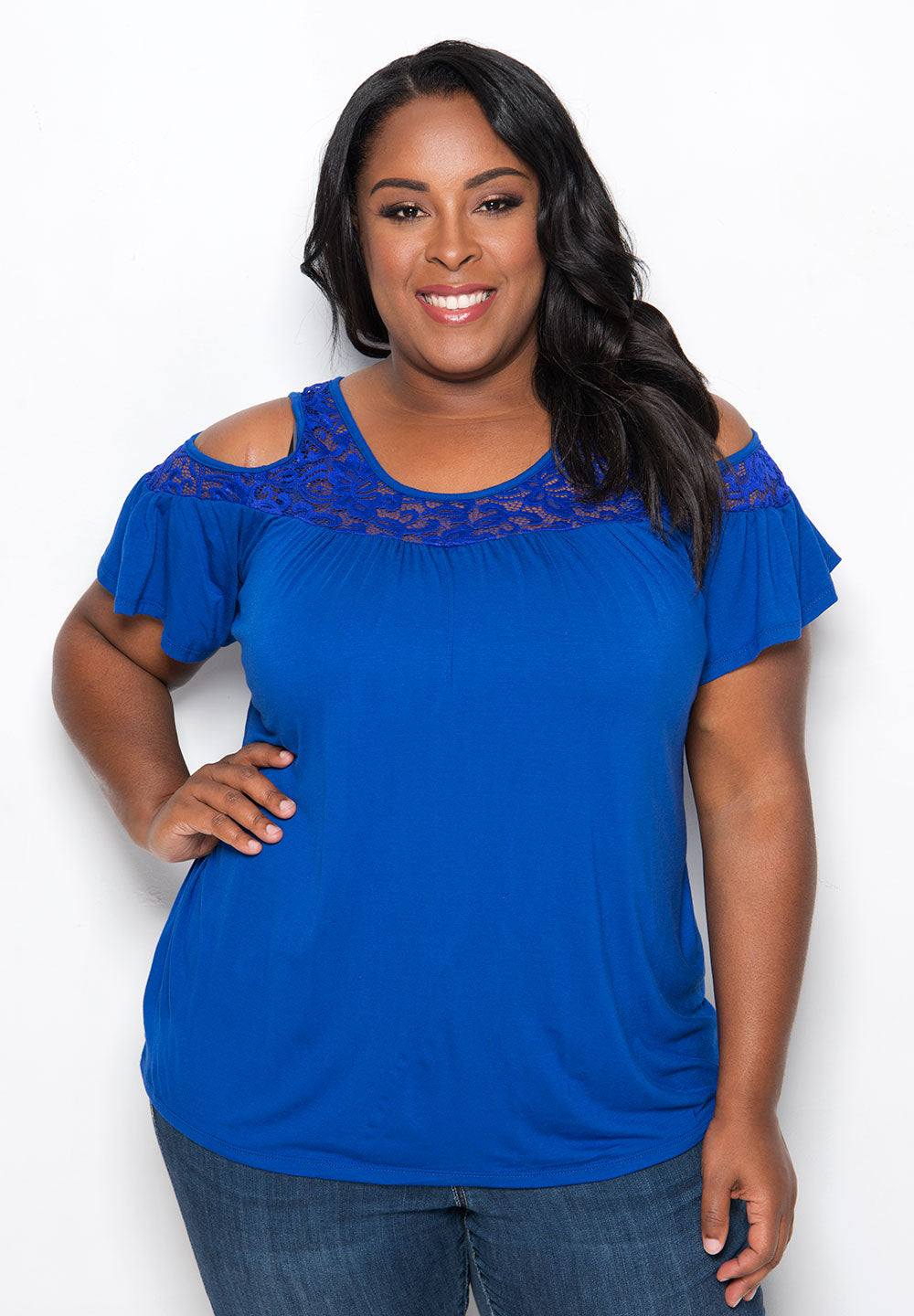Women's Plus Size Tops | Stacy Cold Shoulder Top | SWAK Designs